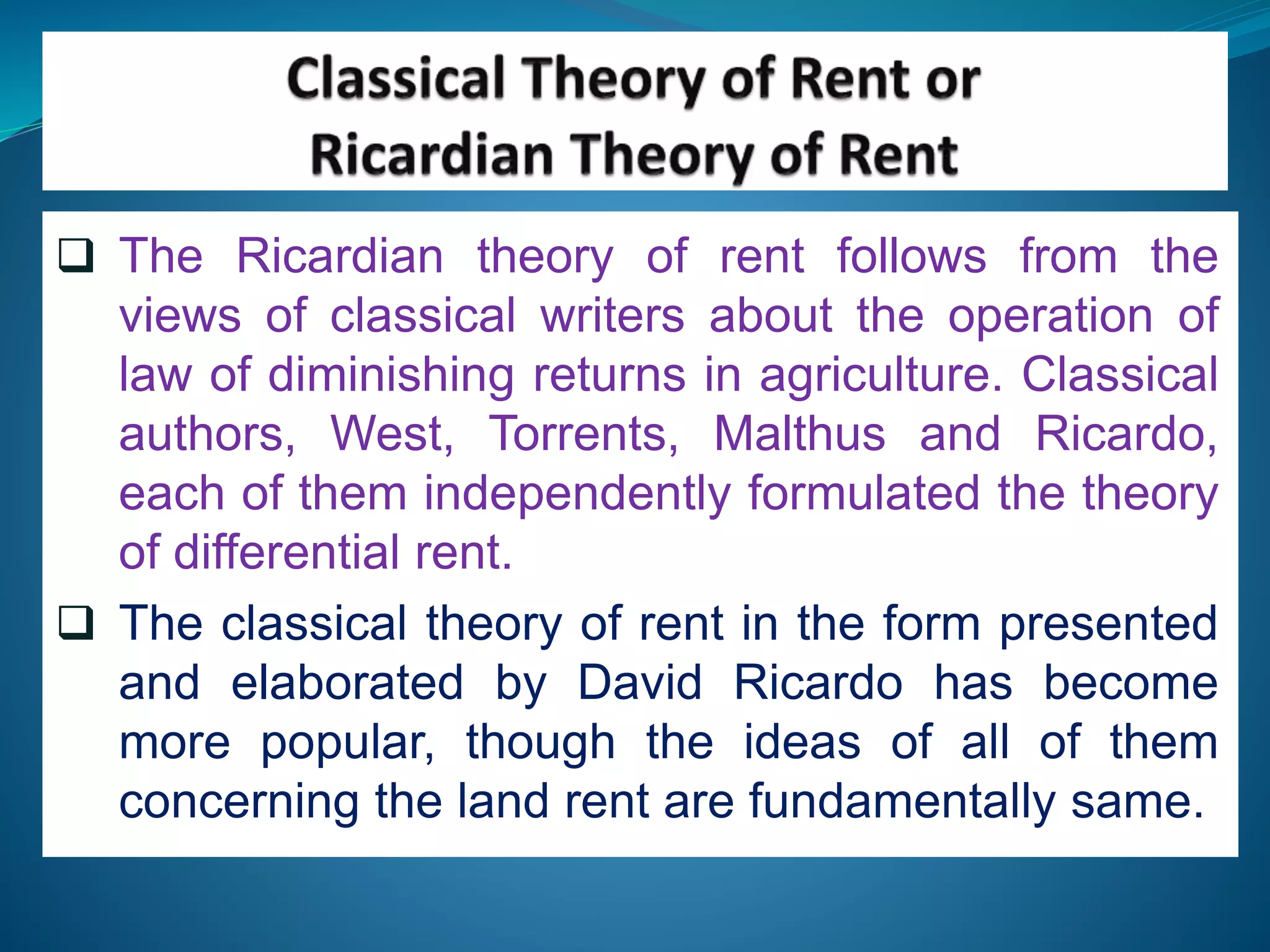 Ricardian Theory of Rent | PPTX
