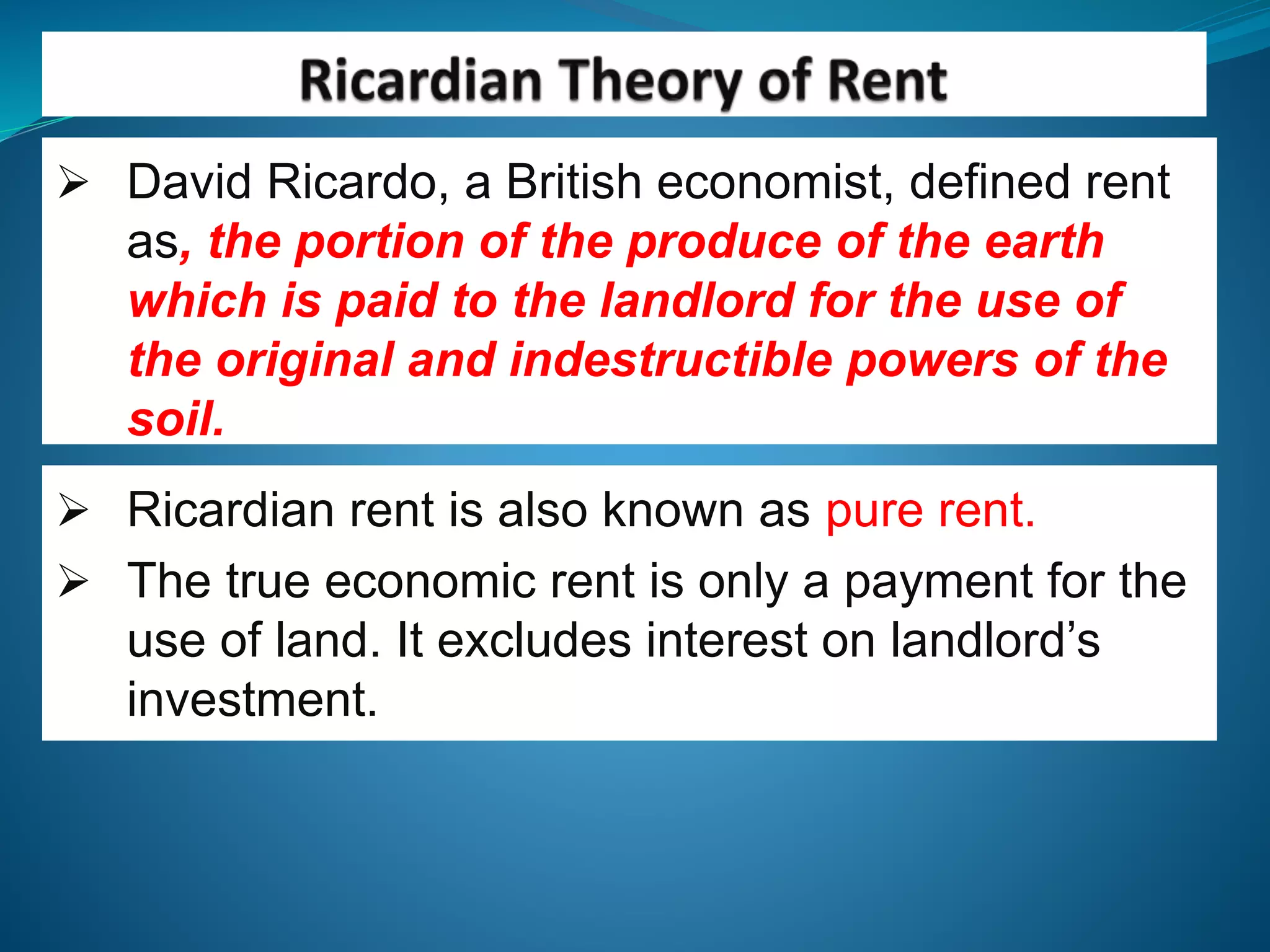 Ricardian Theory of Rent | PPTX