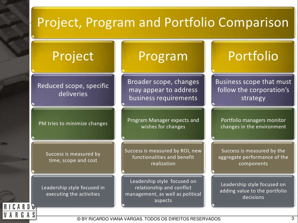 Project, Program and Portfolio Comparison