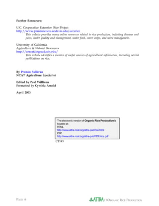 Organic Rice Production | PDF | Agriculture | Industries