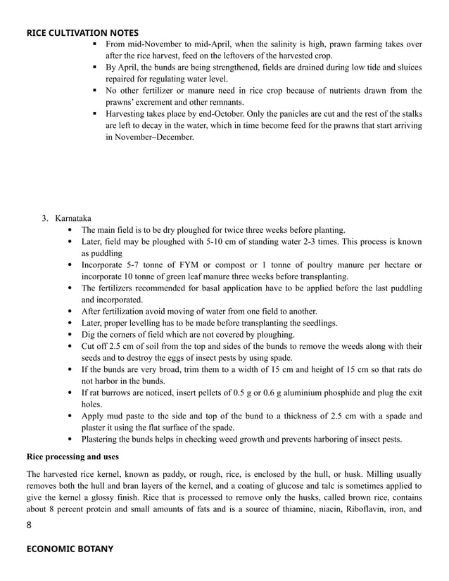 Rice Cultivation in India complete notes. | DOCX