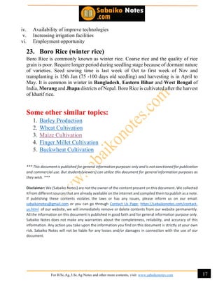 Rice Production | Complete Rice Cultivation | PDF