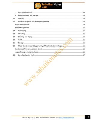 Rice Production | Complete Rice Cultivation | PDF