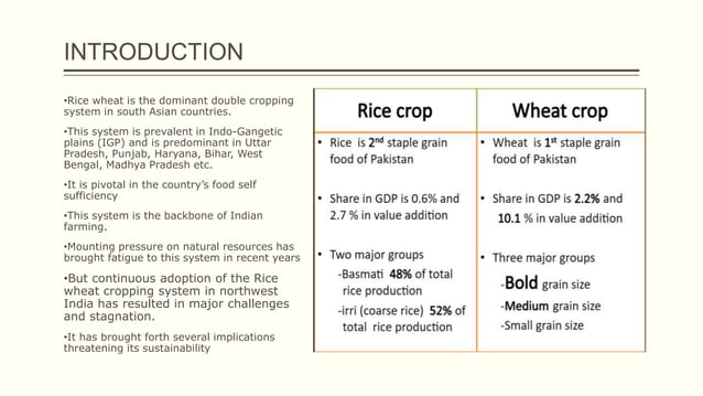 Rice-Wheat cropping system, its prevalence and its presentation.pptx | Agriculture | Industries