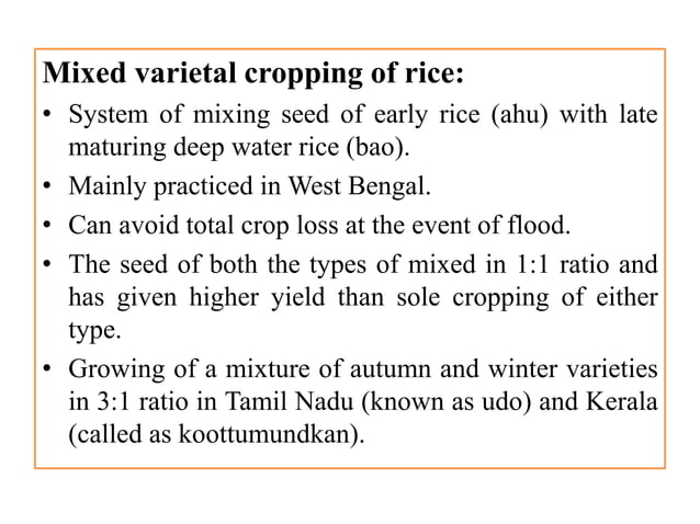 Rice based cropping system | PPTX | Agriculture | Industries
