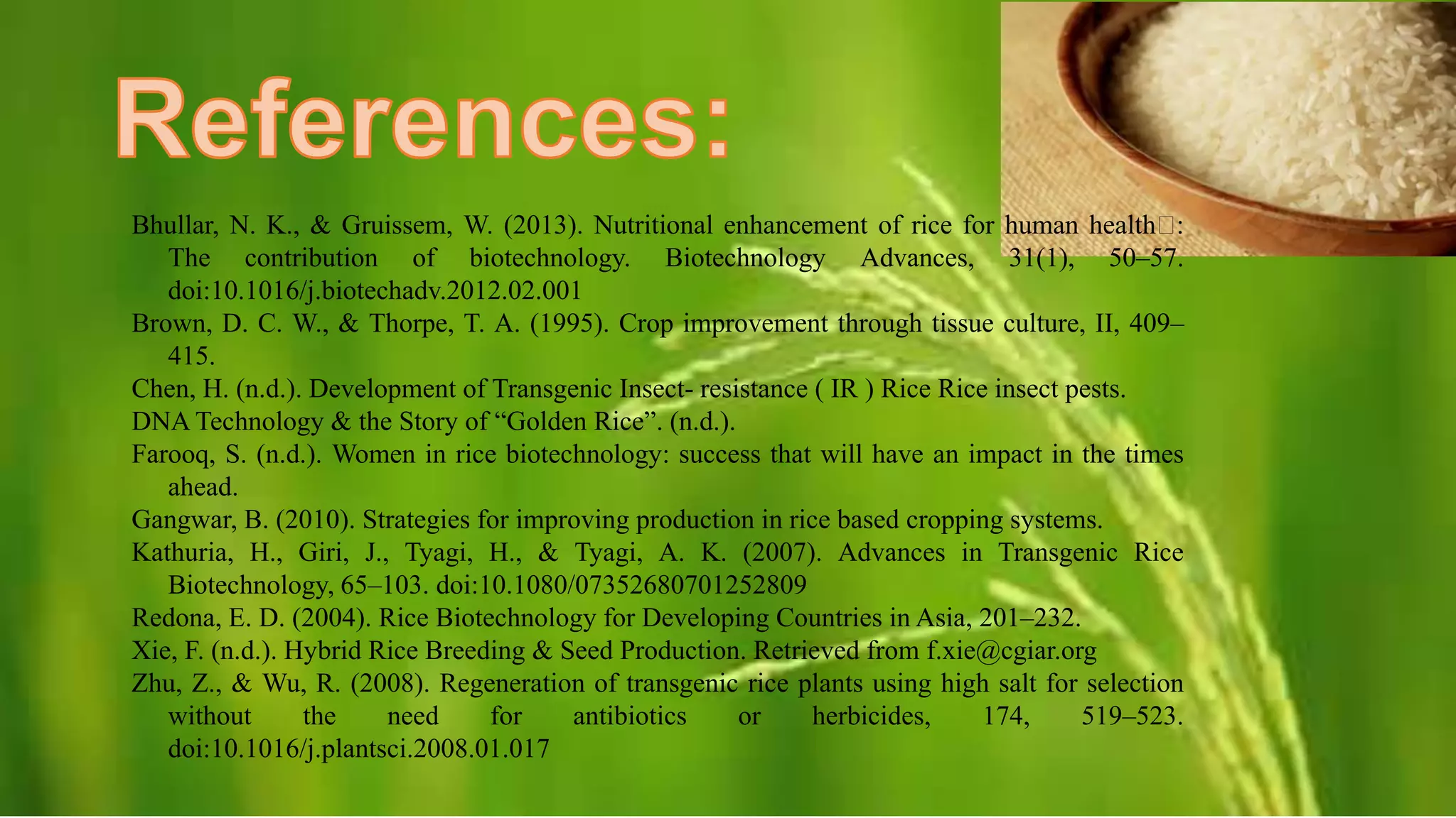 Rice biotechnology | PPT