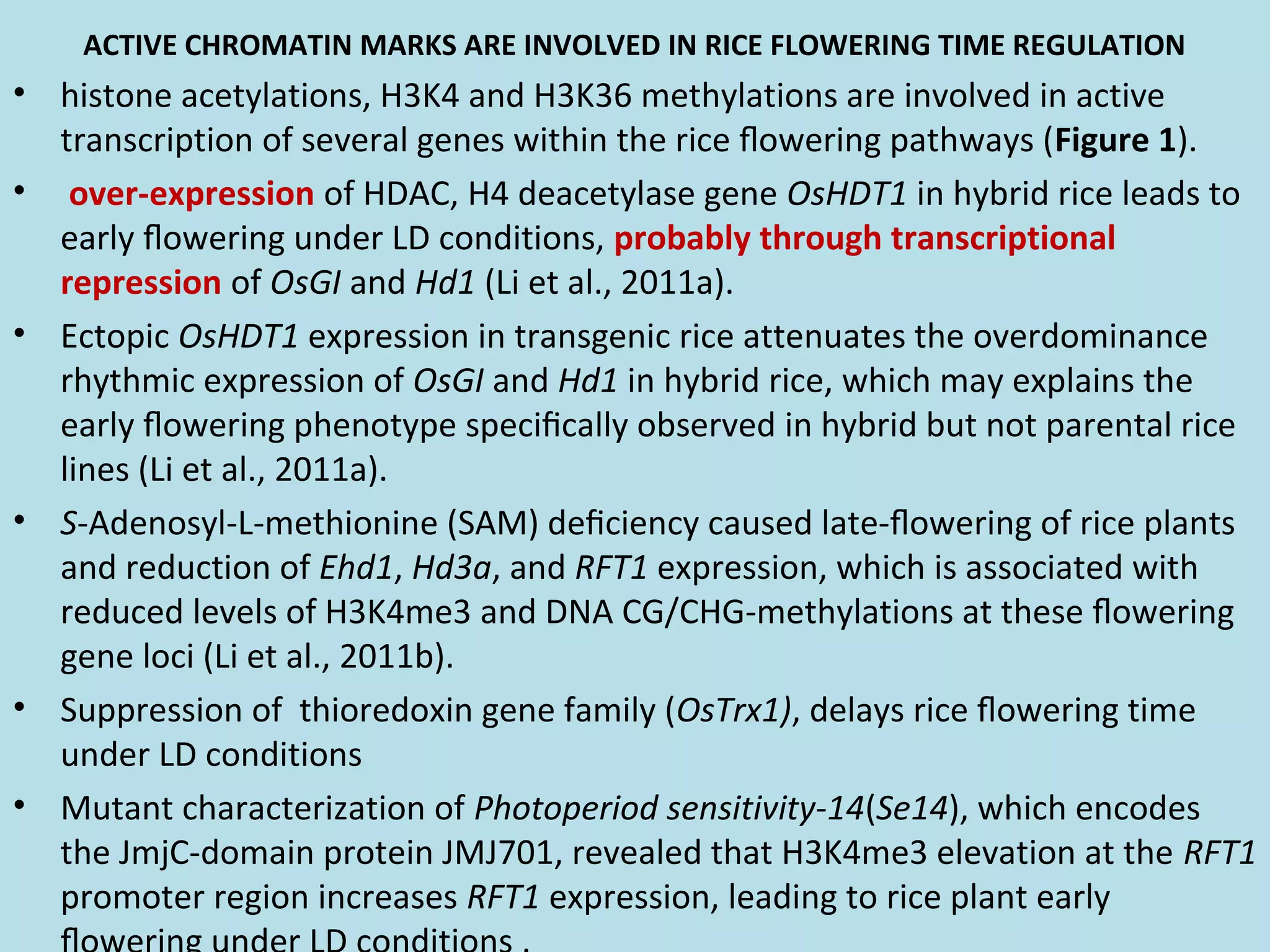 Epigenetic regulation of rice flowering and reproduction | PPT