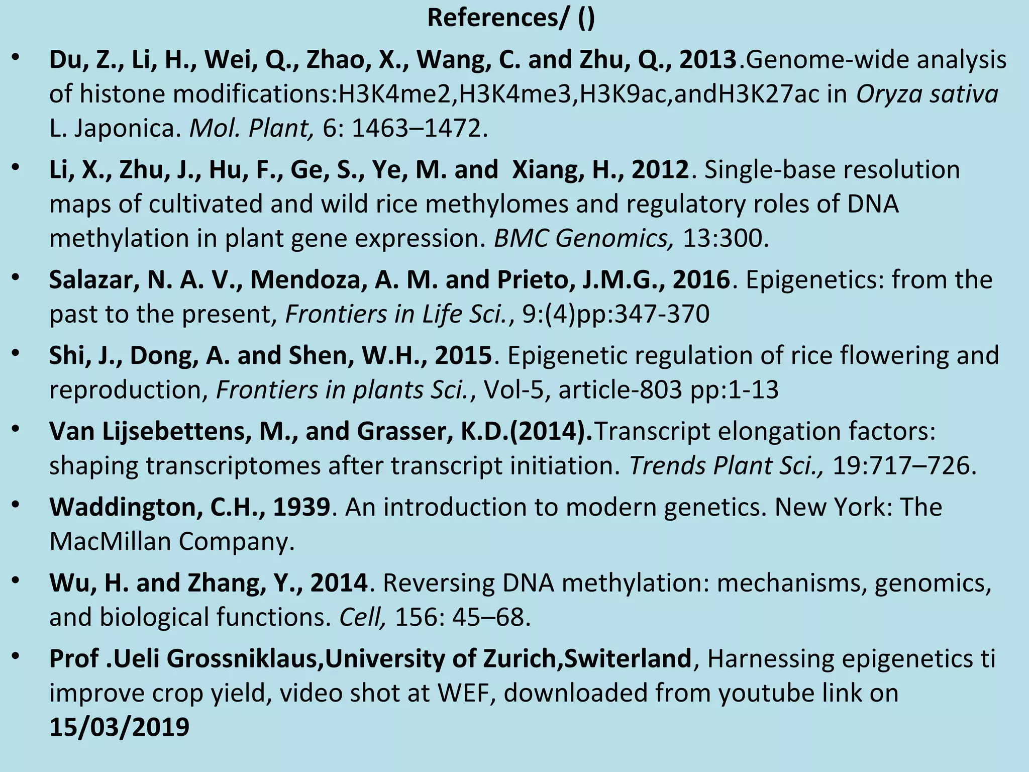 Epigenetic regulation of rice flowering and reproduction | PPT