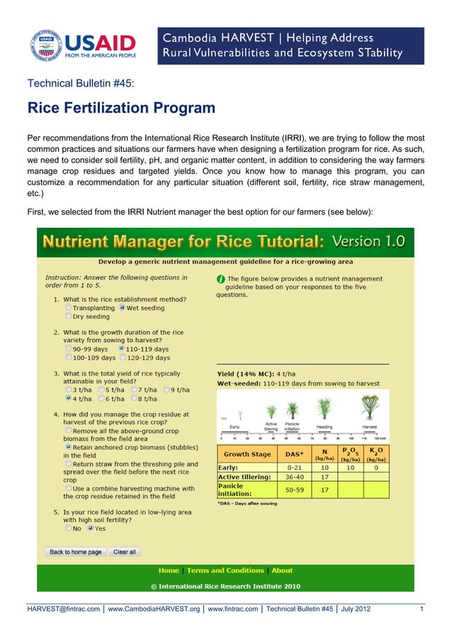 Rice fertilization program usaid | PDF | Agriculture | Industries