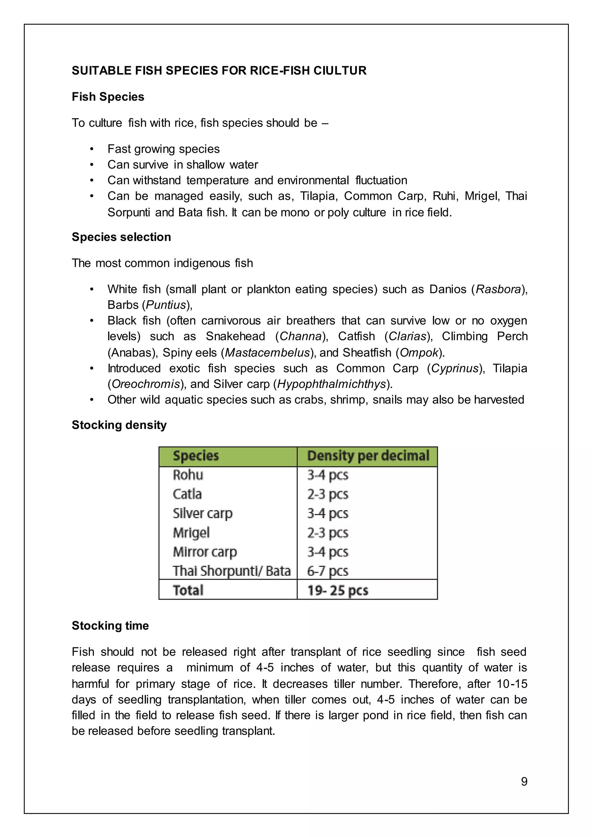 Rice fish integrated farming | DOCX