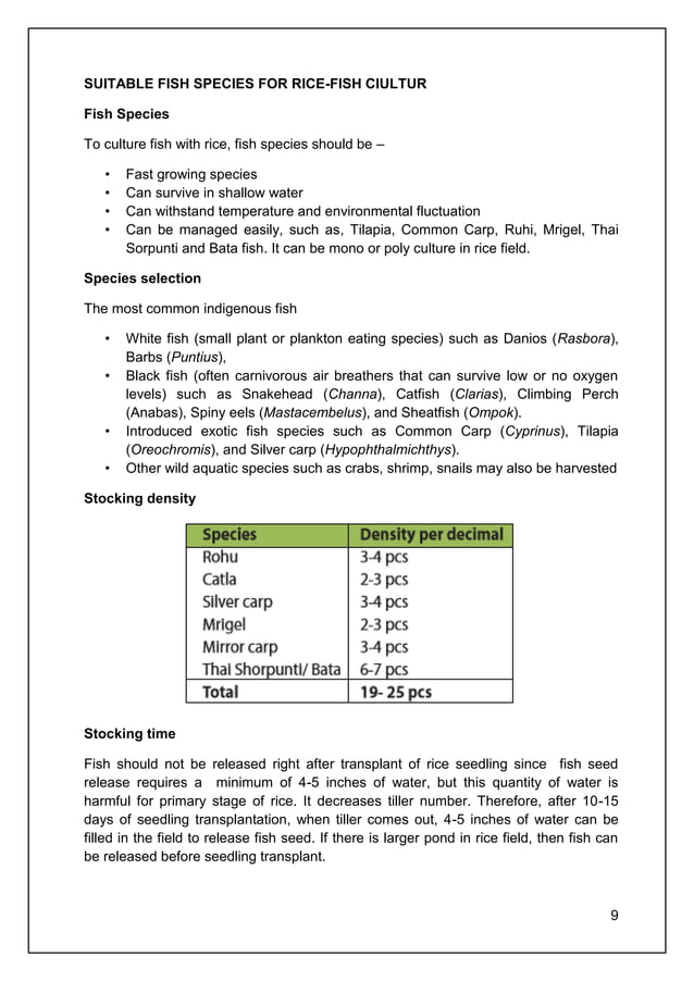 Rice fish integrated farming | PDF
