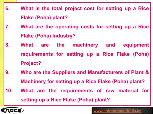 Rice Flakes, Poha, Flattened Rice, Beaten Rice, Snack Food- Manufacturing Plant, Detailed ...