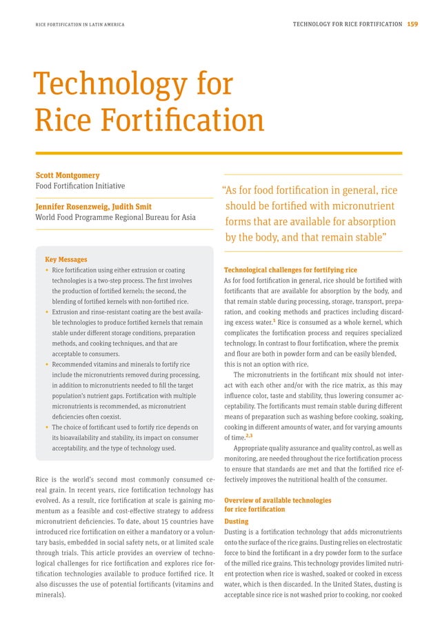 Rice Fortification Technology for future | PDF
