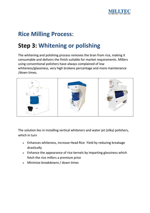 Rice milling machines