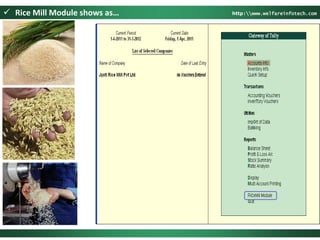 Rice Mill management in Tally.ERP 9 | PPT