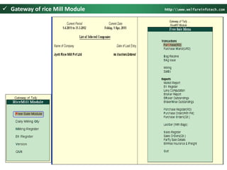 Rice Mill management in Tally.ERP 9 | PPT