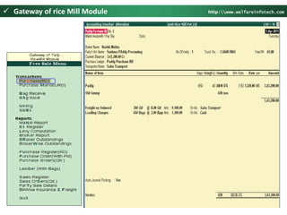 Rice Mill management in Tally.ERP 9 | PPT