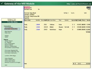 Rice Mill management in Tally.ERP 9 | PPT