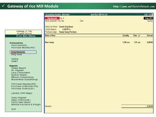 Rice Mill management in Tally.ERP 9 | PPT