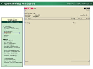Rice Mill management in Tally.ERP 9 | PPT