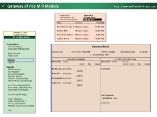 Rice Mill management in Tally.ERP 9 | PPT