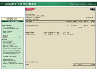 Rice Mill management in Tally.ERP 9 | PPT