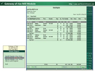 Rice Mill management in Tally.ERP 9 | PPT