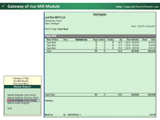 Rice Mill management in Tally.ERP 9 | PPT