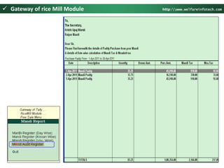 Rice Mill management in Tally.ERP 9 | PPT