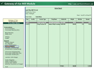 Rice Mill management in Tally.ERP 9 | PPT