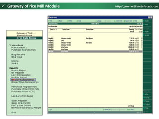 Rice Mill management in Tally.ERP 9 | PPT