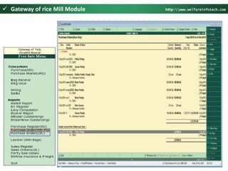 Rice Mill management in Tally.ERP 9 | PPT