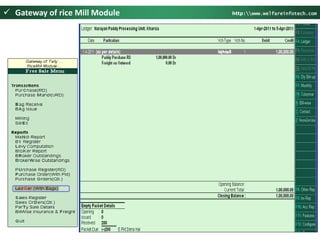 Rice Mill management in Tally.ERP 9 | PPT