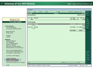 Rice Mill management in Tally.ERP 9 | PPT