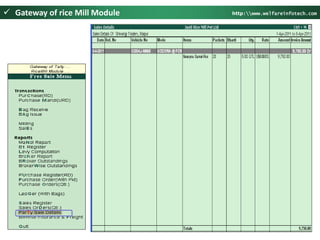 Rice Mill management in Tally.ERP 9 | PPT