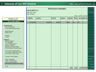 Rice Mill management in Tally.ERP 9 | PPT