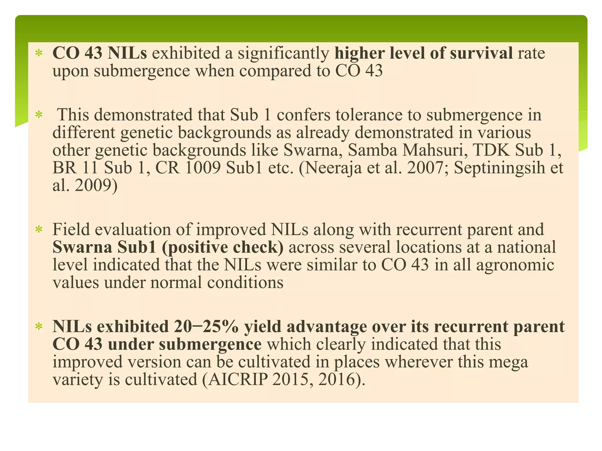 submergence tolerance in rice - sub 1 | PPTX