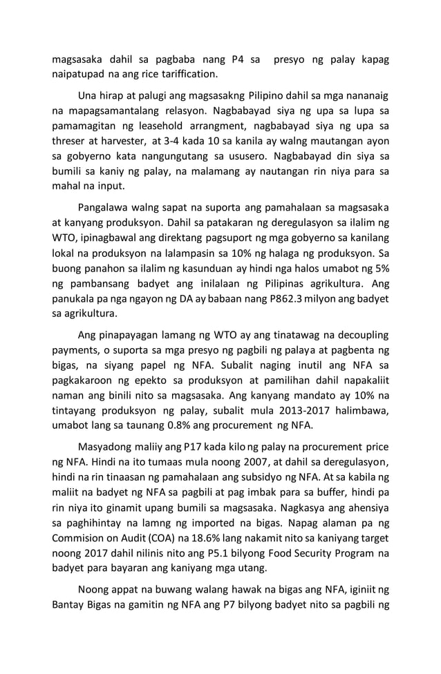 Rice tariffication law | DOCX