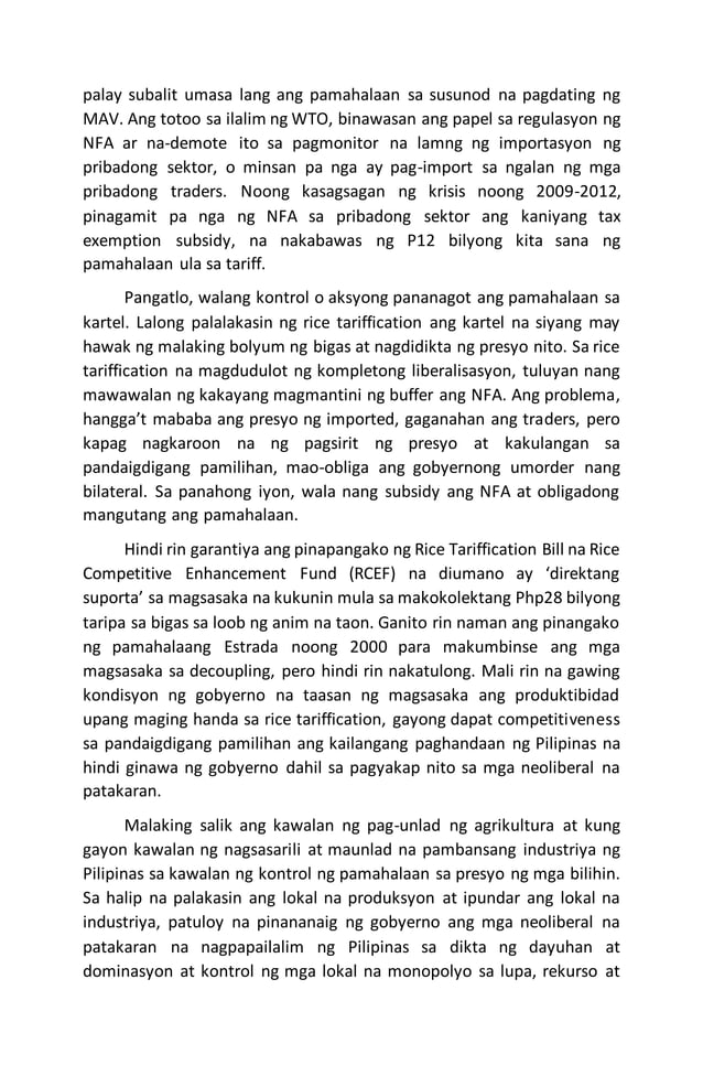 Rice tariffication law | DOCX