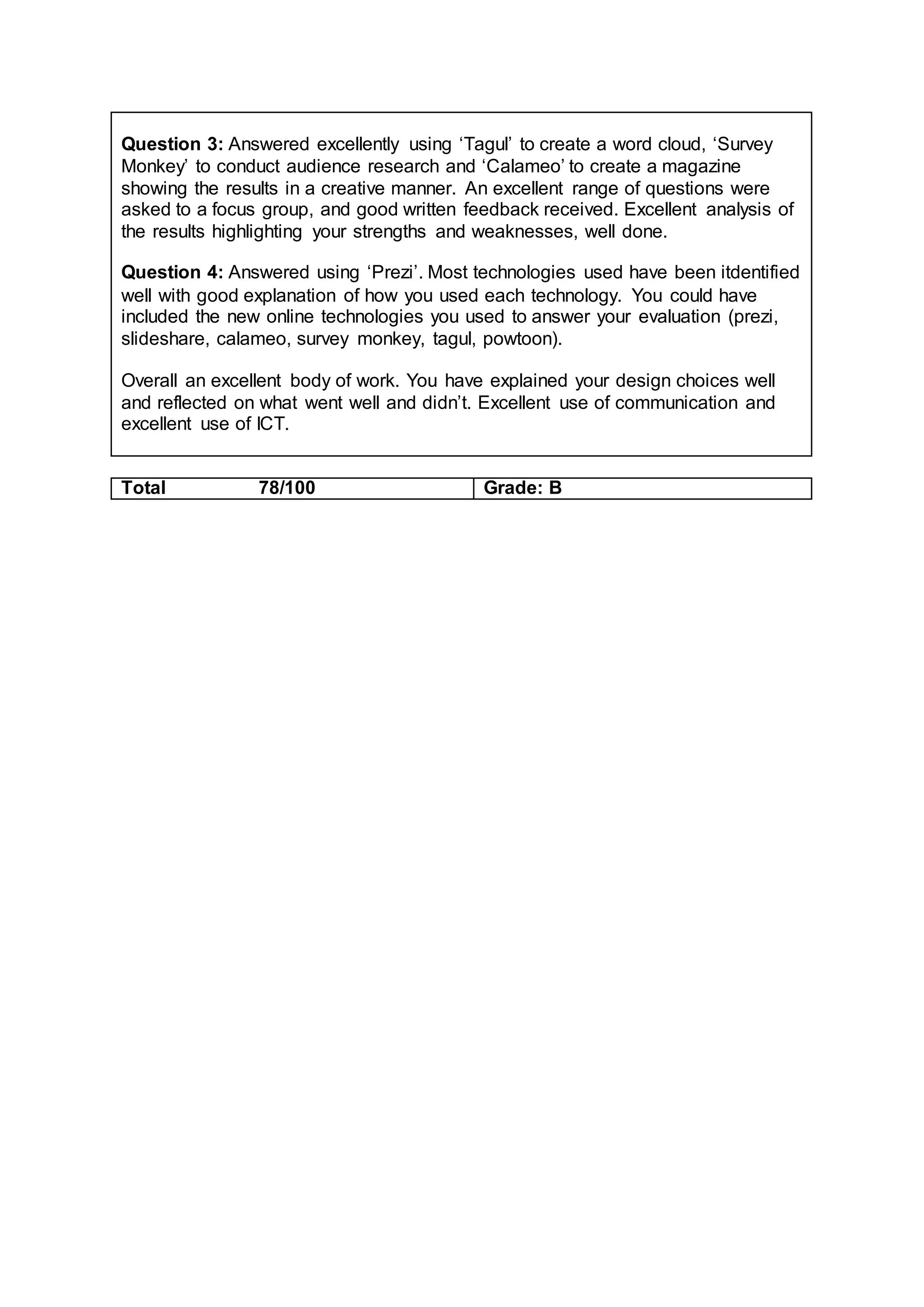Rice yasmin evaluation and overall feedback sheet | DOCX