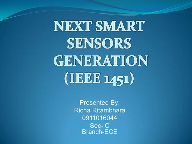 next generation smart sensor | PPTX | Chemistry | Science