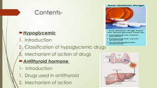 Hypoglycemic and antithyroid hormone drugs and their antagonist. | PPTX