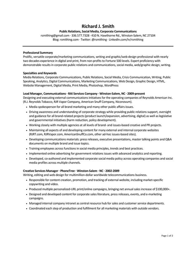 Richard Smith Résumé | PDF | Marketing and Advertising | Business