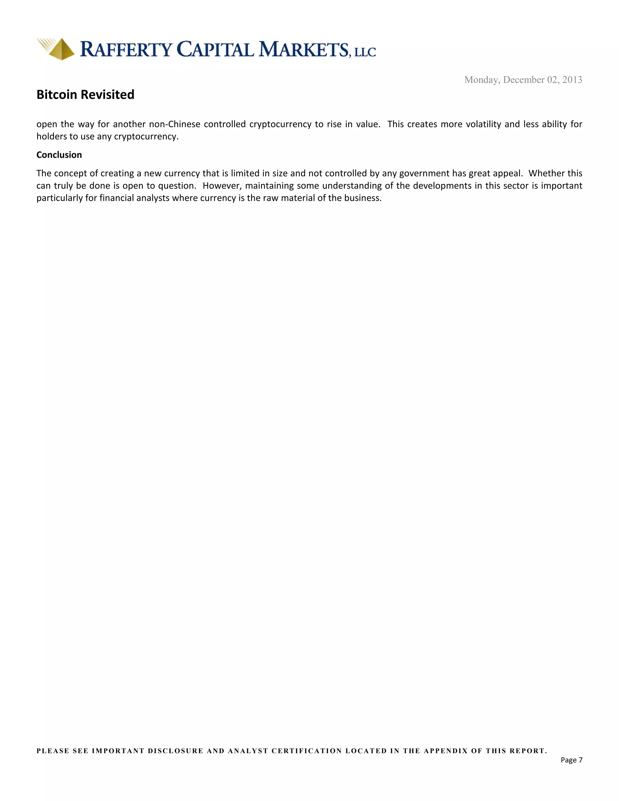 Richard Bove on Bitcoin Letter 1 - Bitcoin revisited | PDF