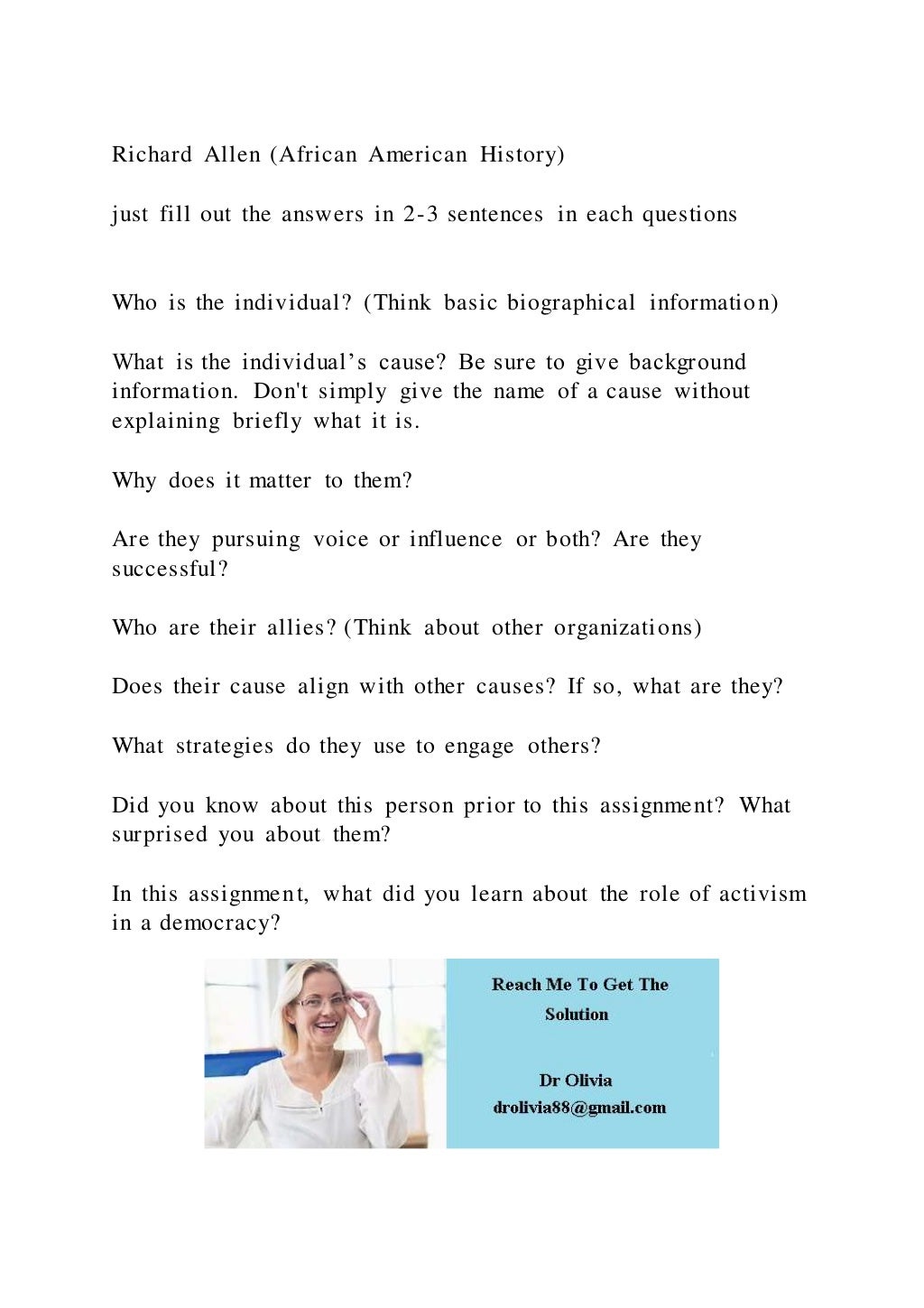 Richard Allen (African American History)just fill out the answer | DOCX