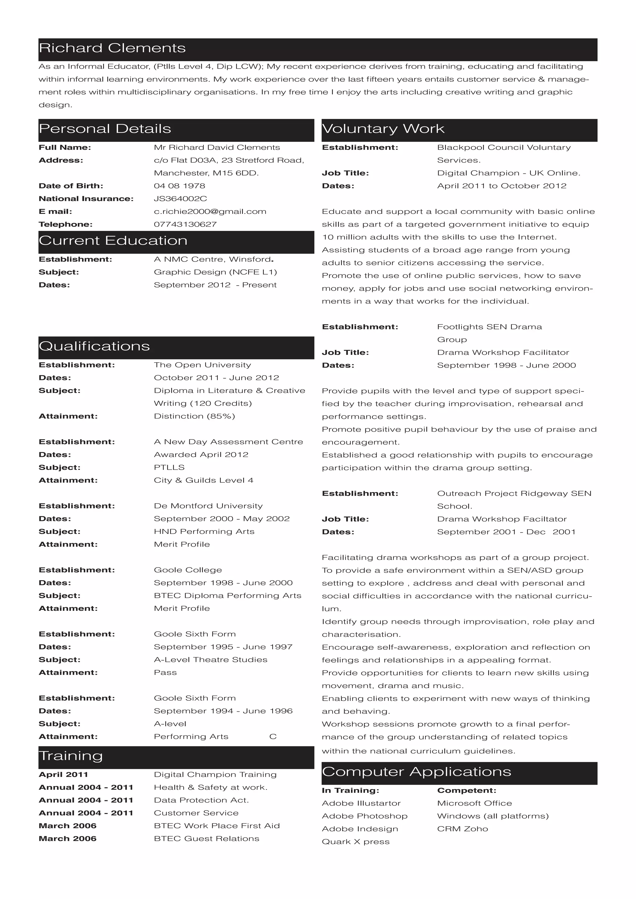 Richard Clements CV | PDF