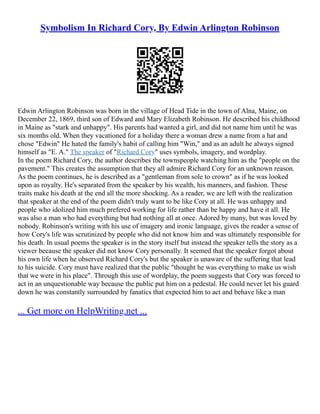 Richard Cory Poem Explication | PDF