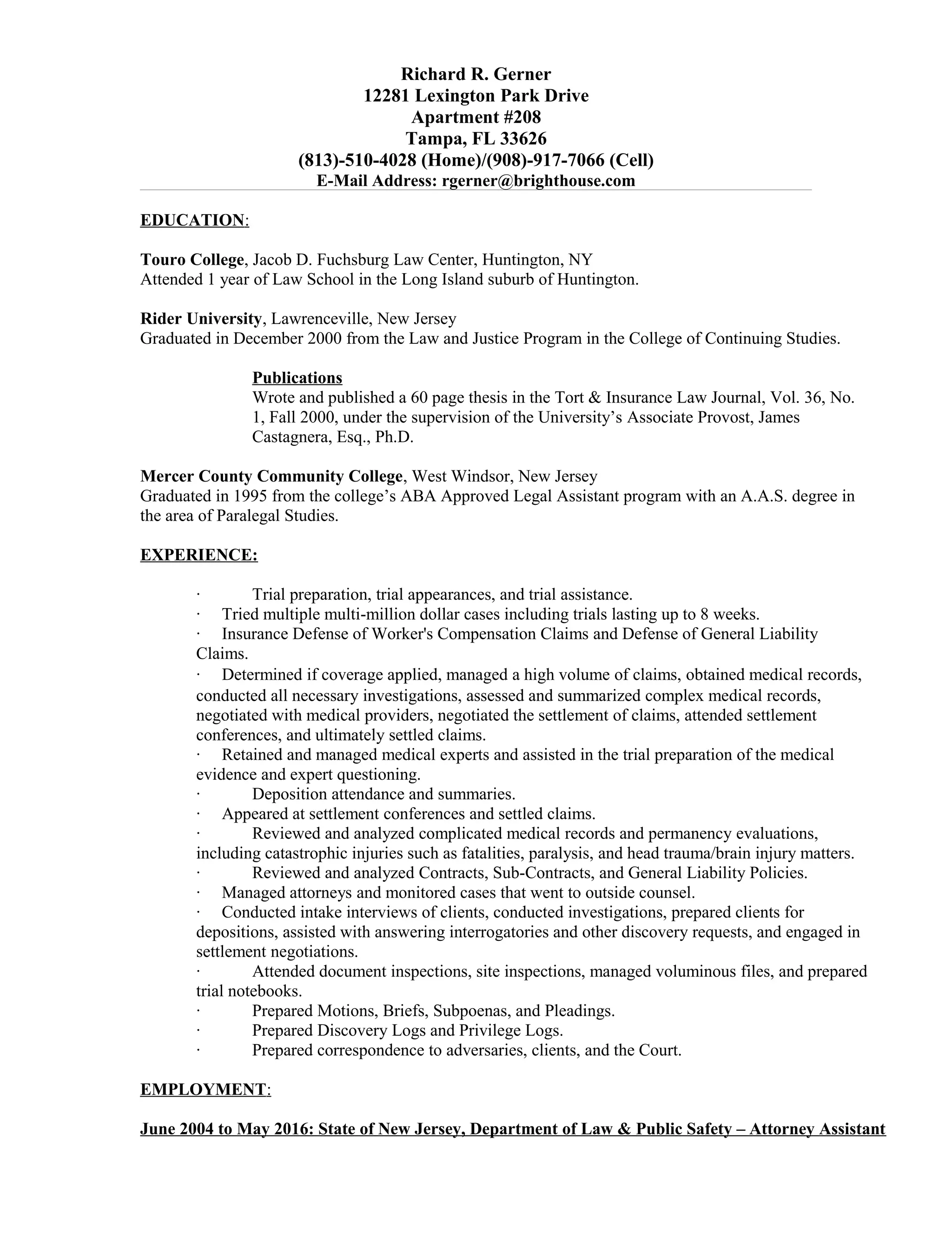 Richard Gerner's Resume | DOC