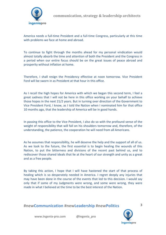 President Richard Nixon's resignation speech | PDF