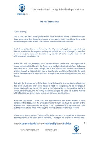 President Richard Nixon's resignation speech | PDF